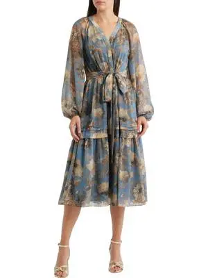 Kobi Halperin Belle Long Sleeve Midi Dress - Skyline Multi