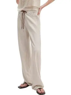 Rag & Bone Rb Miramar Pull-on Wide Leg Cotton Terry Sweatpant Jeans Ecru