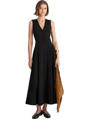 Madewell Poplin V-neck Circle Midi Dress - Jet Black