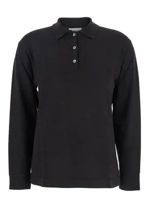 P.a.r.o.s.h Polo Shirt With Classic Collar And Long Sleeves - Brown