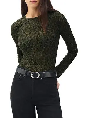 Rag & Bone Ellie Lace Long Sleeve Tee Army