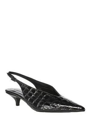 Aqua Gabby Pointed Toe Slingback Pumps - Black Croc