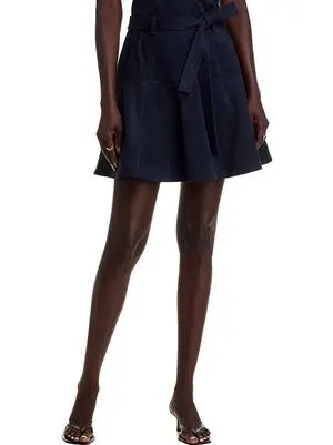 STELLAH Faux Suede Mini Skirt - Midnight