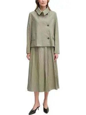 SANDRO FERRONE Asymmetrical-fastening Point Lapel Coat - Green