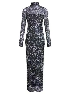 Karl Lagerfeld Mesh High-neck Maxi Dress - Blue