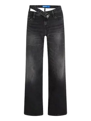 Karl Lagerfeld Cutout Waist Relaxed Jeans - Black