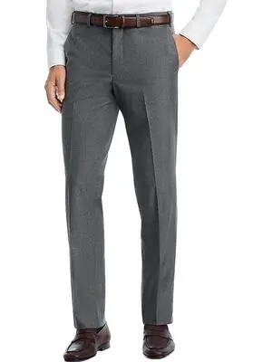 Bloomingdale'S Flannel Flat Front Trousers Exclusive - Grey