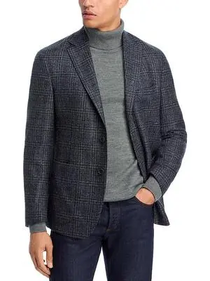 Bloomingdale'S Boucle Plaid Unstructured Regular Fit Sport Coat - Charcoal