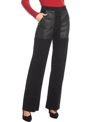 Karen Kane Contrast Pocket Wide Leg Pants - Black