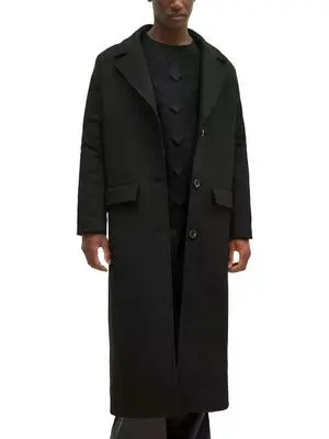 WON HUNDRED Single-breasted Longline Coat - Black