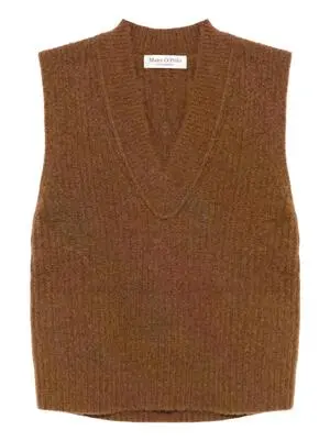 Marc O'polo V-neck Wool-blend Vest - Brown