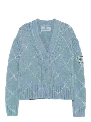 Ermanno Scervino Diamond-pattern V-neck Cardigan - Blue