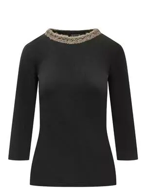 Fabiana Filippi Embellished Neckline Top - Black