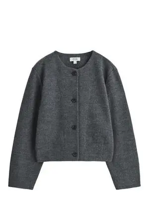 Cos Boiled Merino Wool Cardigan - Dark Grey