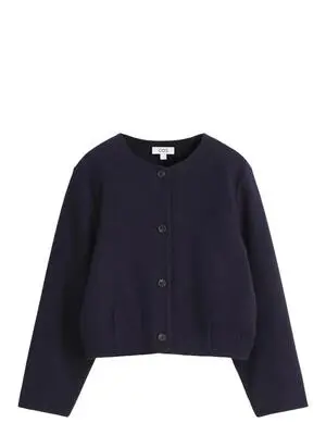 Cos Boiled Merino Wool Cardigan - Navy