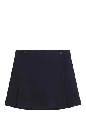 Cos Boiled Merino Wool Mini Skirt - Navy
