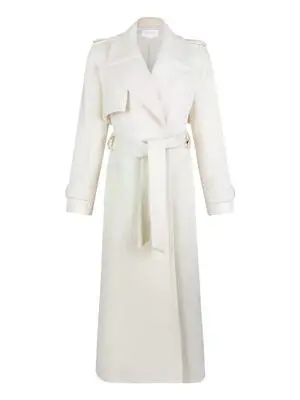 GENNY Belted Coat With Lapels - White