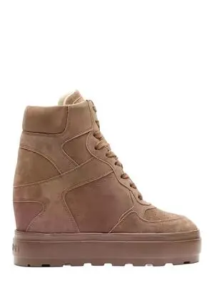 Casadei 80mm Lace-up Wedge Sneakers - Brown