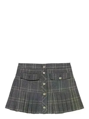 Maje Pleated Checked Mini Skirt - Grey