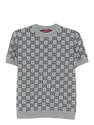 Gucci Gg-pattern Short-sleeve T-shirt - Grey