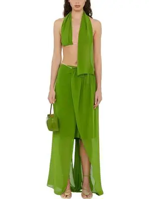 Christopher Esber Chain-detail Asymmetric Sarong Skirt - Green