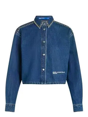 Karl Lagerfeld Studded Denim Shirt - Blue