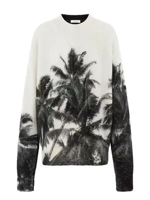 FERRAGAMO Palm-tree Print Sweatshirt - White