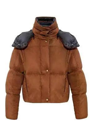 Moncler Hooded Puffer Jacket - Brown