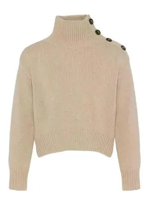 YVES SALOMON High-neck Buttoned Sweater - Neutrals