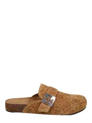 Tory Burch Logo-debossed Buckle Slippers - Brown