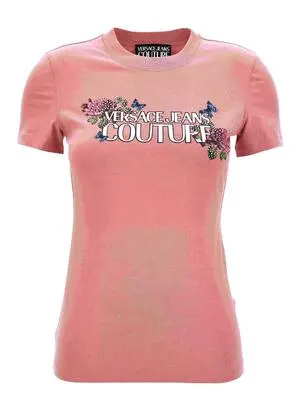 Versace Floral-embellished T-shirt - Pink
