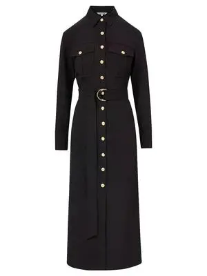 Veronica Beard Button-front Shirt Dress With Belt - Black