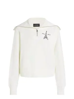 Karl Lagerfeld Eiffel Tower Half-zip Sweatshirt - White