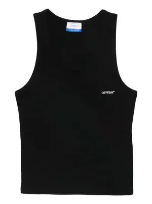 Off-White Ribbed Tank Top - Black