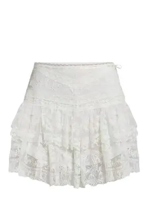 LoveShackFancy Lace Mini Skirt - White