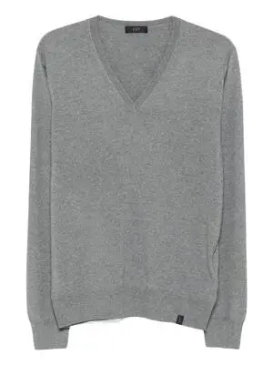 FAY V-neck Wool Sweater - Grey