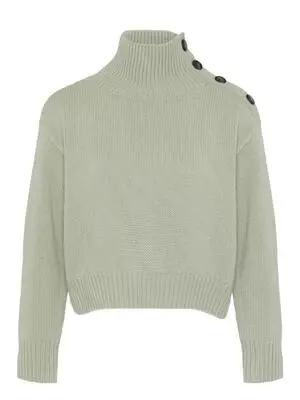 YVES SALOMON High-neck Button-detail Sweater - Green