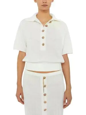 Christopher Esber Sundial Shell Knitted Polo Top - White