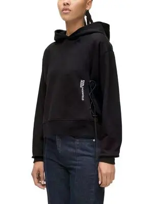 Karl Lagerfeld Lace-up Detail Hoodie - Black