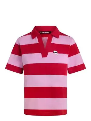 Karl Lagerfeld Striped Polo-collar T-shirt - Red