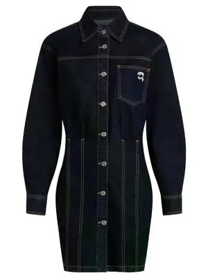 Karl Lagerfeld Logo-patch Denim Shirt Dress - Blue