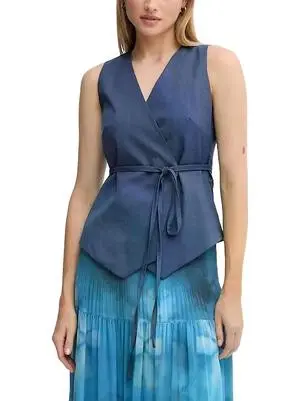 SANDRO FERRONE Wrap-effect Sleeveless Top - Blue