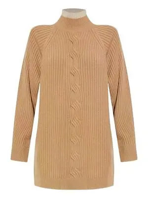 Max Mara Cable-knit High-neck Jumper - Brown