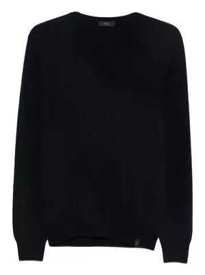 FAY V-neck Wool Sweater - Blue