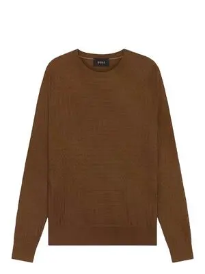 BOSS Textured Crew-neck Sweater - Brown