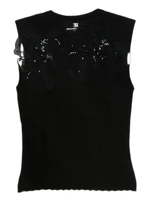 Ermanno Scervino Embellished Sleeveless Blouse - Black
