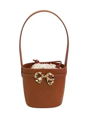 SELF-PORTRAIT Bow-embellished Bucket Bag - Brown