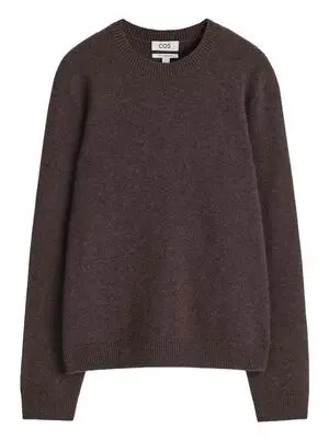 Cos COS Cashmere Crew-Neck Sweater With Ribbed Trims Brown