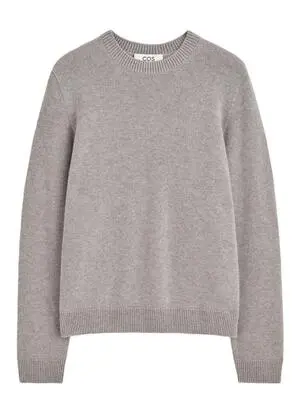 Cos Cashmere Crew-neck Sweater With Ribbed Trims - Gray