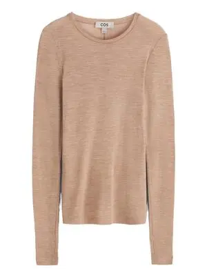 Cos Slim Merino Wool Sweater Beige